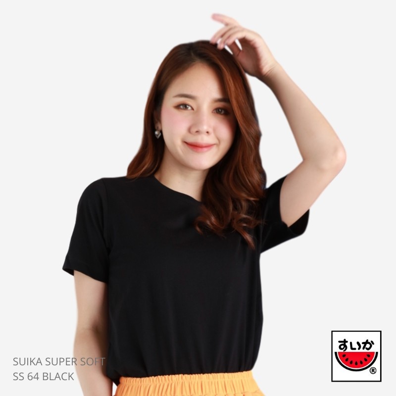 แตงโม (SUIKA) - เสื้อยืดคอกลม SUPERSOFT สี SS64 BLACK | Shopee Thailand
