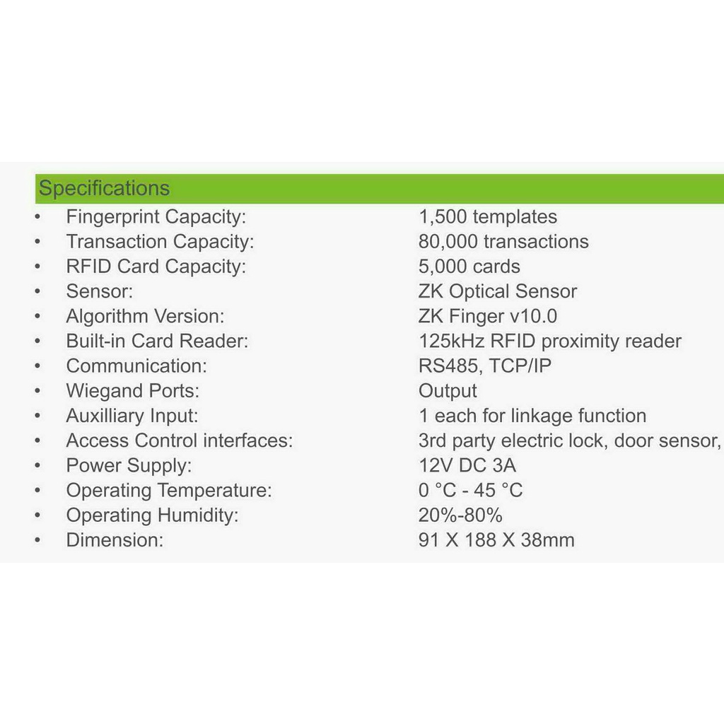 ZKTeco F7 WiFi พร้อมชุด Adapter เครื่องสแกนลายนิ้วมือ ใช้บันทึกเวลาทำงาน มีไวไฟไม่ต้องเดินสาย ...