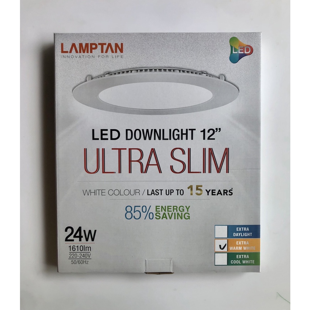 LAMPTAN LED DOWNLIGHT 12 นิ้ว ULTRA SLIM 24w 220-240v แสงวอร์มไวท์ ...