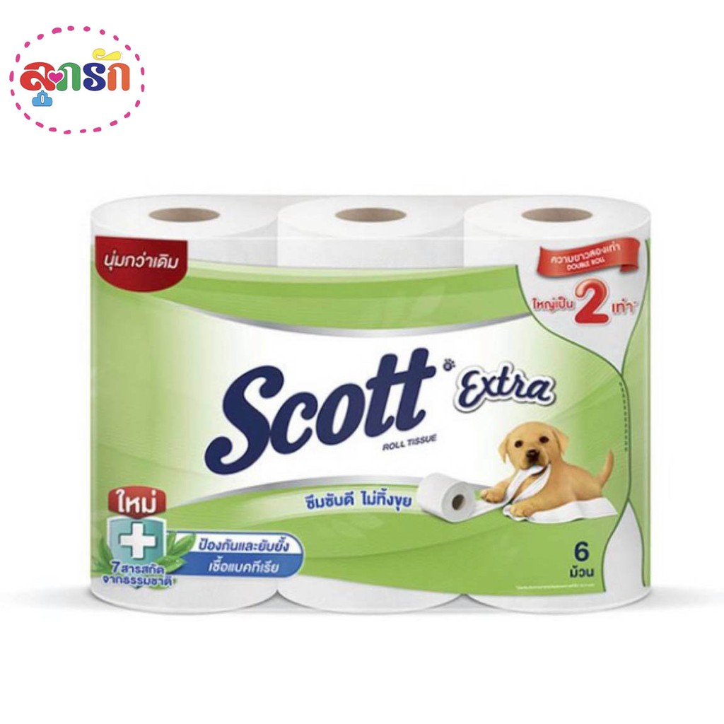Scott Extra กระดาษชำระทิชชู่ สก๊อตต์ เอ็กซ์ตร้า ความยาวสองเท่า (6 ม้วน ...