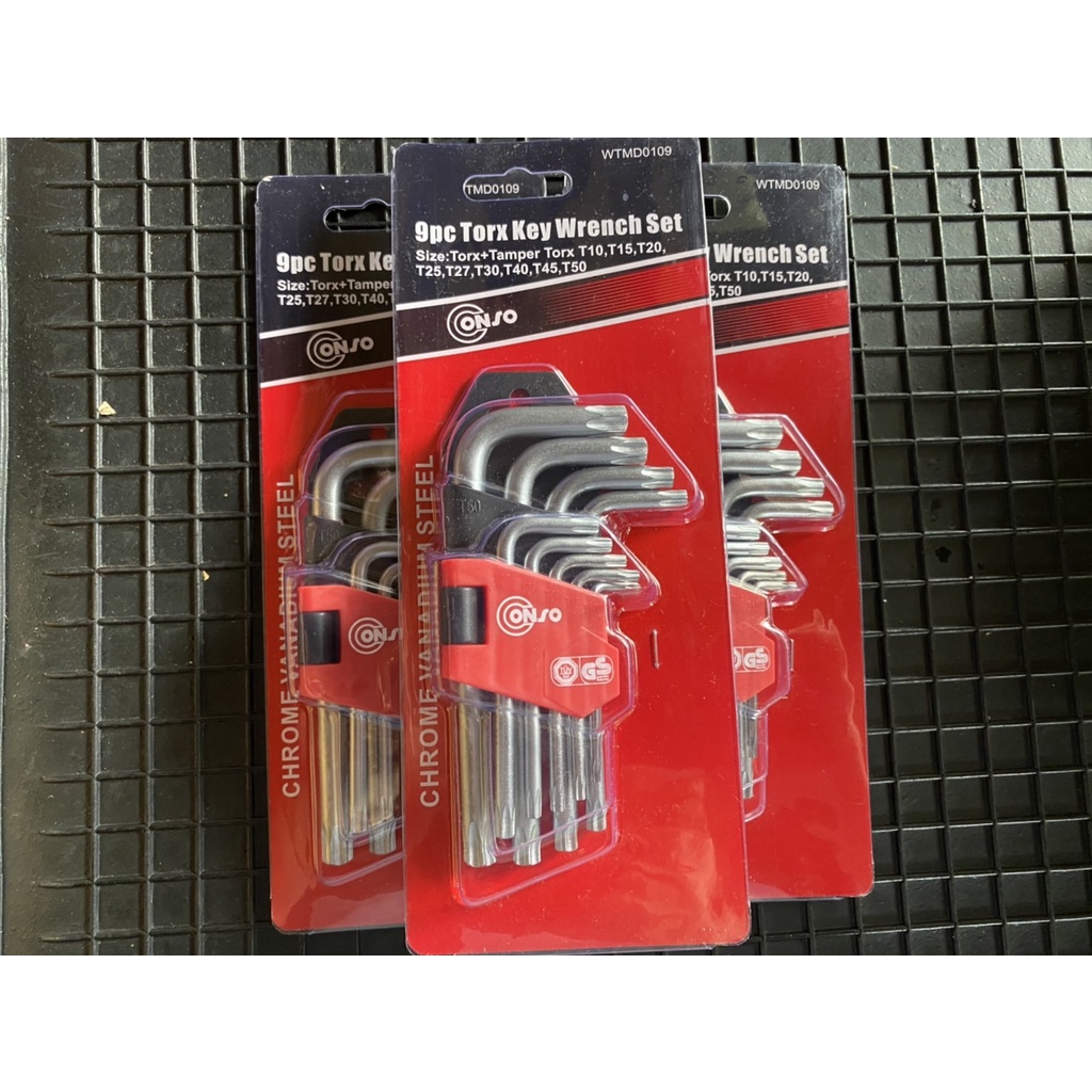 ประแจชุดท็อคตัวสั้น L หัวจีบ 9PC Torx Key Wrench SET ยี่ห้อ CONSO T10 ...