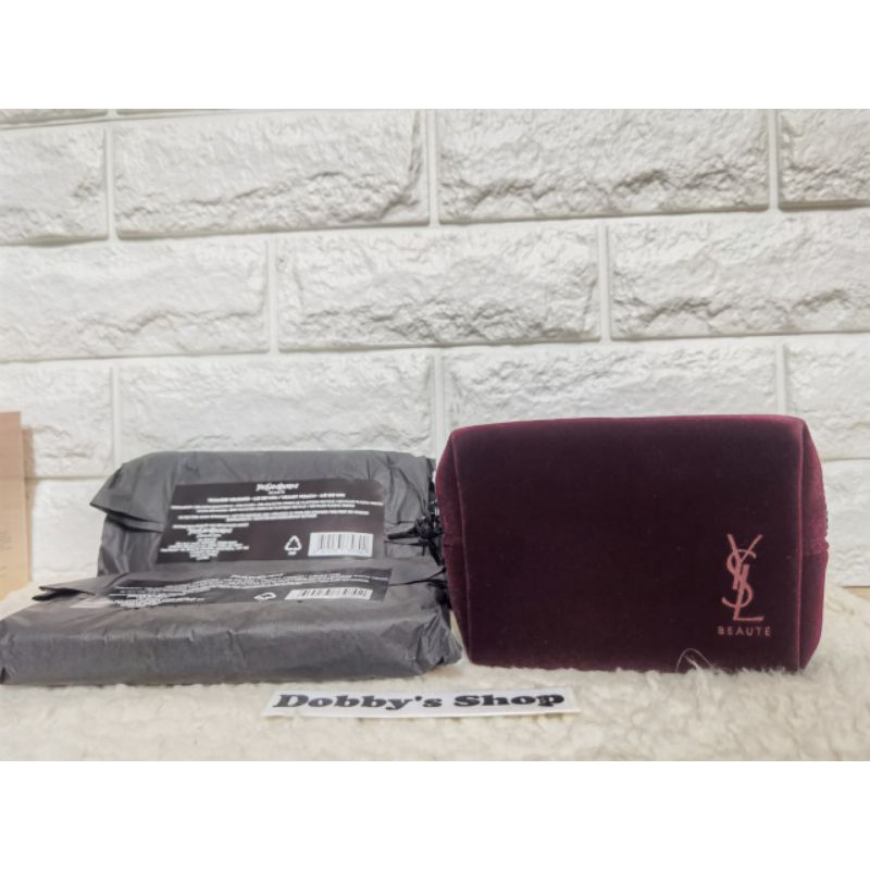 กระเป๋าเครื่องสำอาง Ys.l เนื้อกำมะหยี่ สีไวน์แดงเข้ม | Shopee Thailand