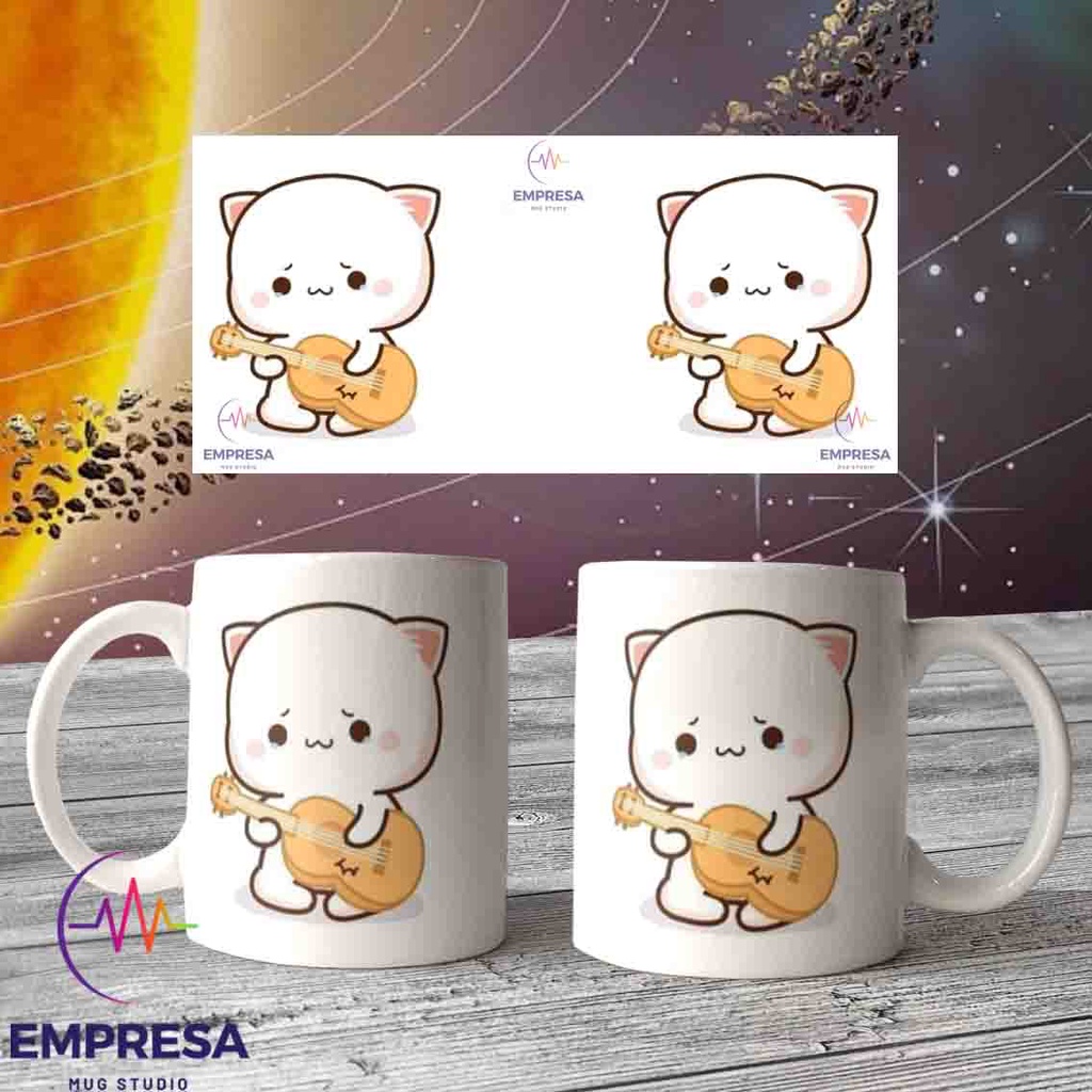 แก้วกาแฟ Sad Mochi Peach And Goma Guitar | Shopee Thailand