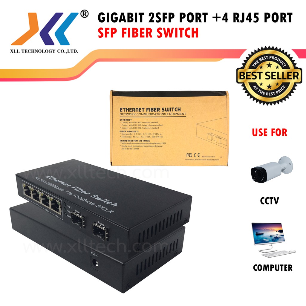 SFP 4 port Ethernet Fiber Switch 10/100/1000รหัส MD010 | Shopee Thailand