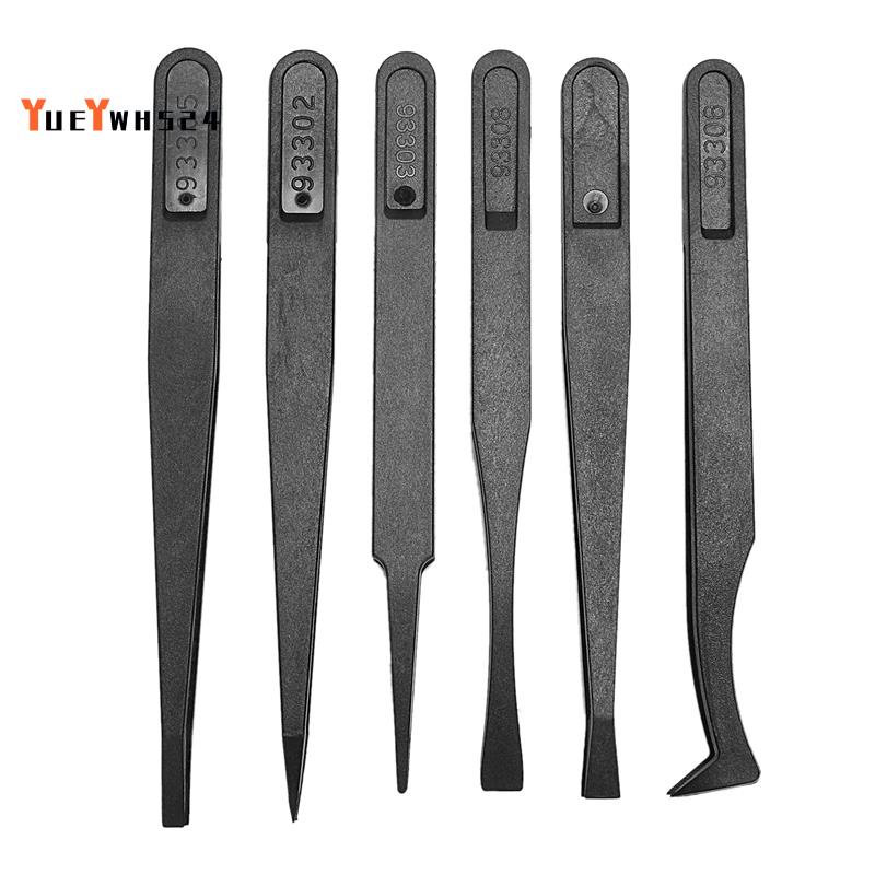 6PCS Precision Tweezer Set Plastic Anti Static Tool Kit Size 1/2/3/5/6 ...