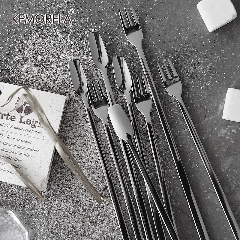 KEMORELA ช้อนคนค็อกเทล สเตนเลส ด้ามจับยาว ช้อนกาแฟ ช้อนชา สีเงิน ชุดไวน์ | Shopee Thailand