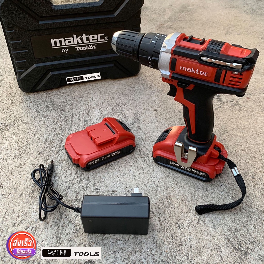 Maktec สว่านไร้สาย 95V 3 ระบบ ปรับสปีดได้ สําหรับเจาะไม้ เหล็ก ขันน็อตสกรู พร้อมแบตเตอรี่ 2 ก้อน ...