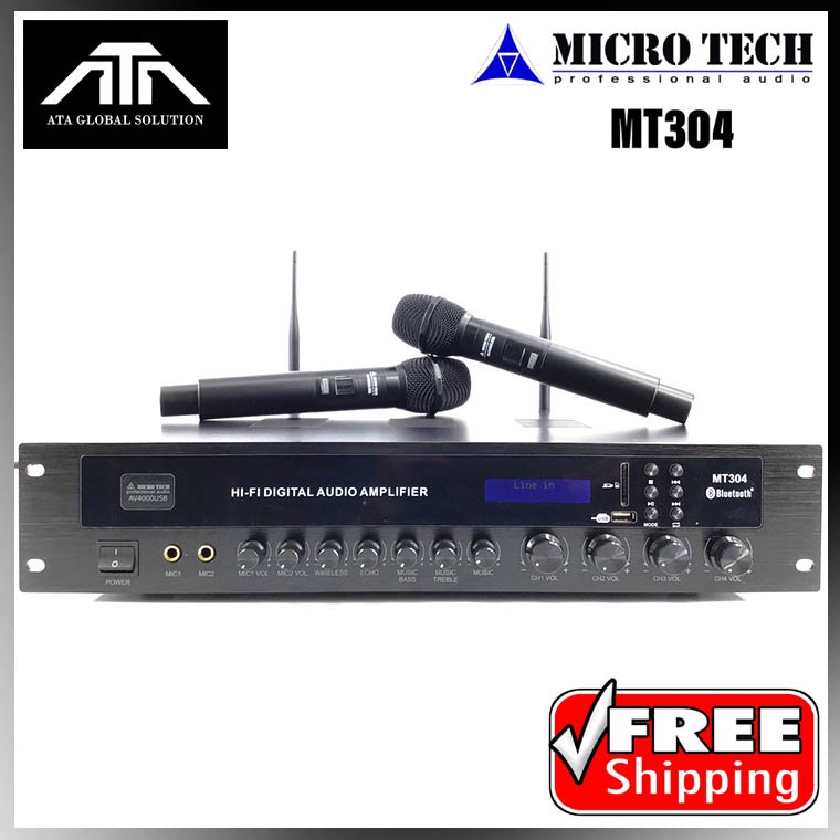 เพาเวอร์มิกเซอร์ 4ชาแนล (พร้อมไมค์ลอย) MICROTECH MT304 | Shopee Thailand
