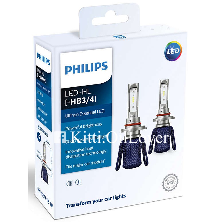 Philips Ultinon Essential LED หลอดไฟหน้ารถยนต์ H4 H7 H11 HB3/HB4 HIR2 H11/H8/H16 +150% (2 หลอด ...