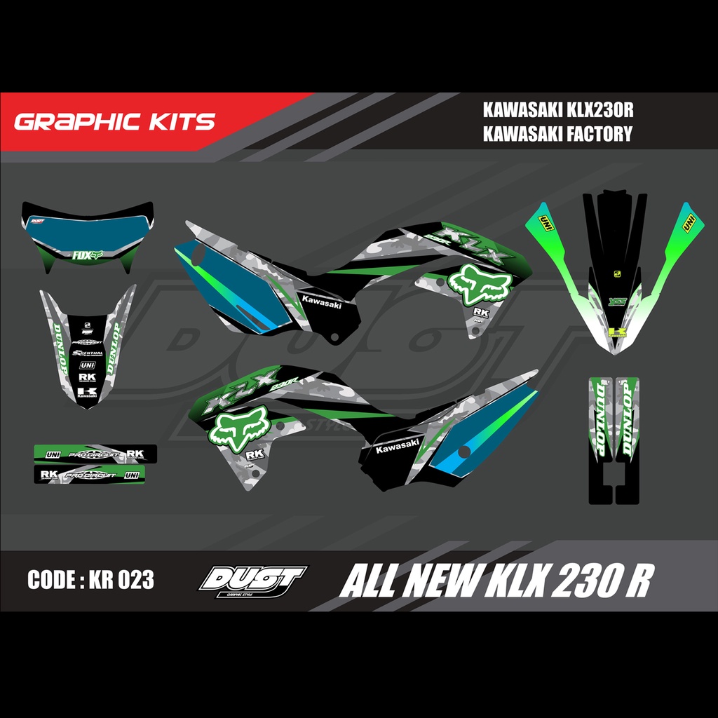 สติ๊กเกอร์วิบาก KAWASAKI KLX 230R ทั้งคัน Graphic kit สติ๊กเกอร์เคลือบ ...