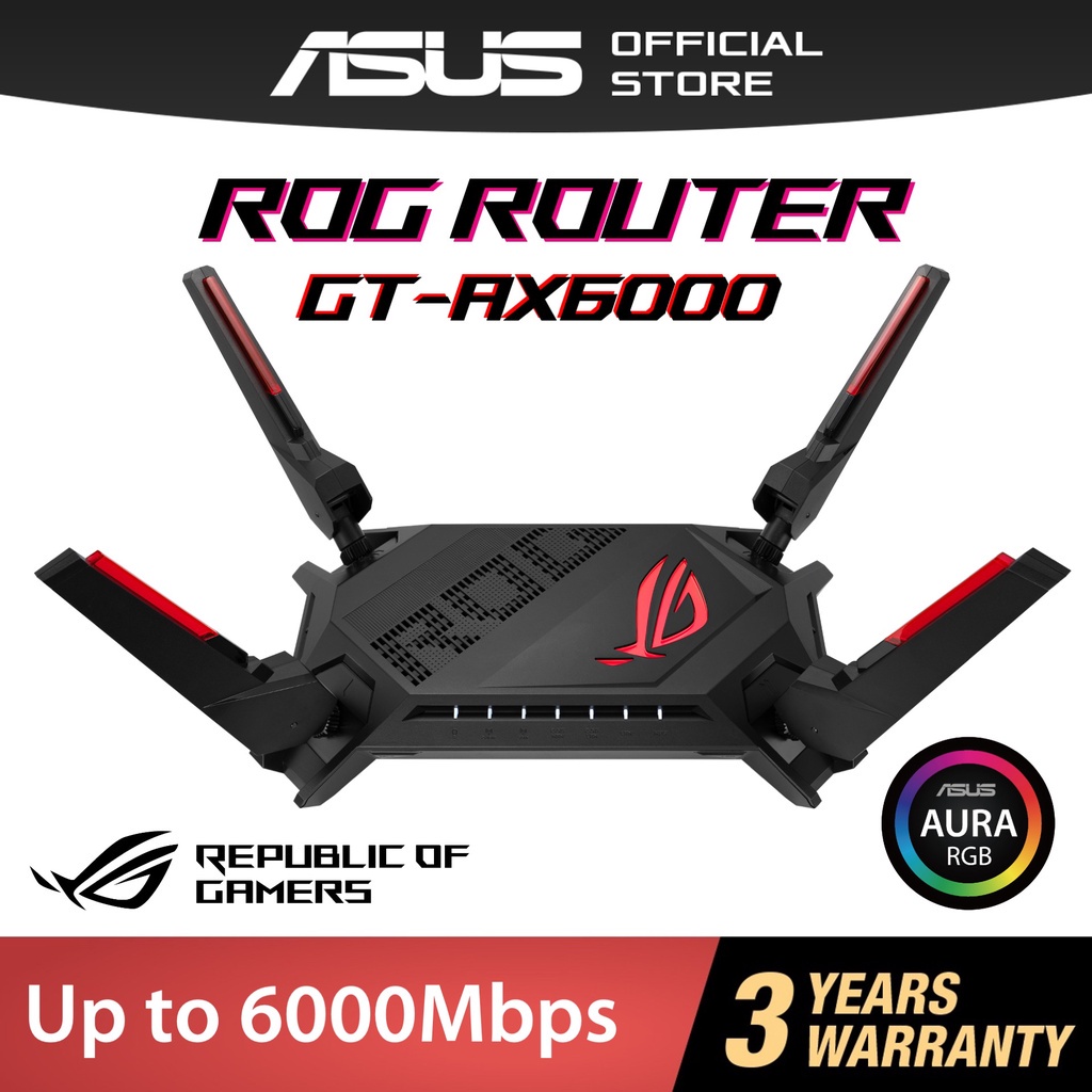 ASUS ROG Rapture (GT-AX6000) WiFi 6 Gaming Router Dual-Band Wireless ...
