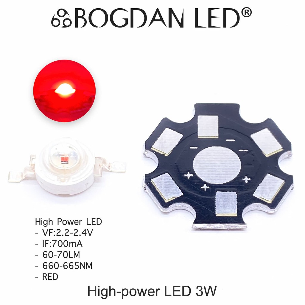 LED High power 3W RED แอลอีดีลูกปัดสีแดง ให้ความสว่างสูง ความร้อนต่ำ ...