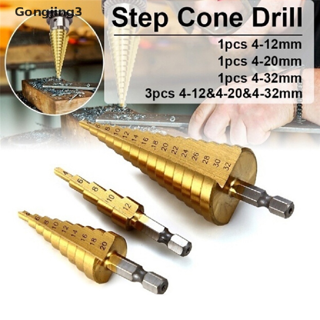 Gongjing3 Large HSS Steel Step Cone Drill Titanium Bit Set Hole Cutter ...