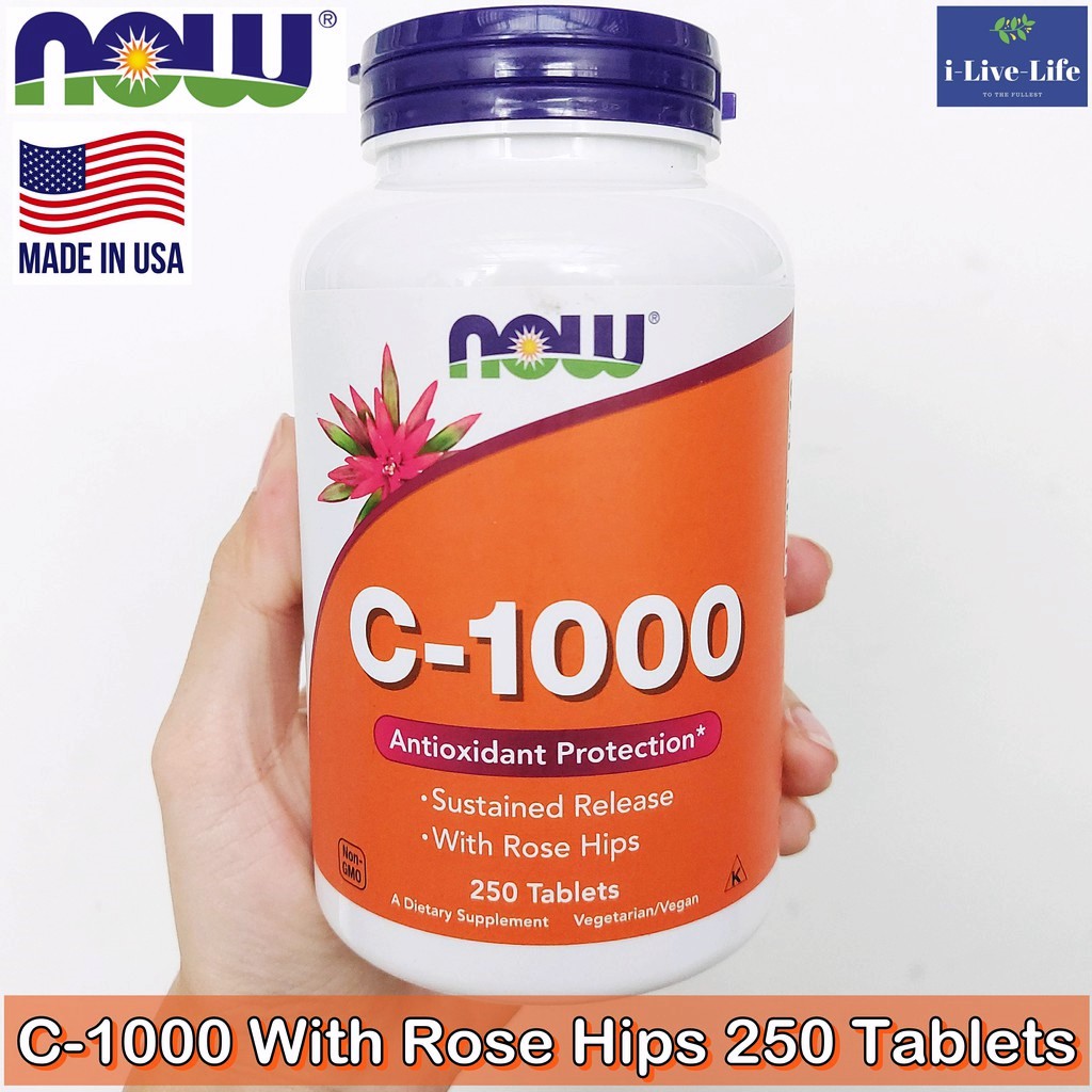 Sustained Release Vitamin C 1000 mg With Rose Hips 250 Tablets - Now ...