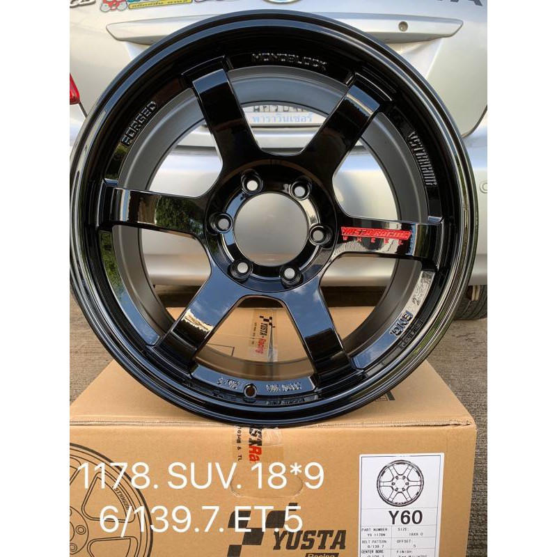 ล้อแม็กใหม่ TE37 SUV หยอดแดงก้านยก งาน YUSTA สีดำเงา ขอบ18 -( 18 x 6 รู ) หน้ากว้าง 9 x 9 - OFF5 ...