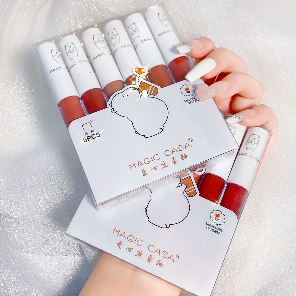 MAGIC CASA พร้อมส่ง ลิปสติก เซ็ทลิปทินท์ น้องหมี 6แท่ง สีสวย เกลี่ยง่า ...