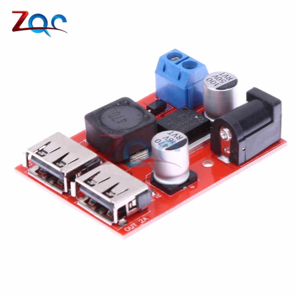 LM2596 Dual USB DC-DC 9V 12V 24V 36V to 5V 3A Step Down Buck Converter Board Car Charger Solar ...