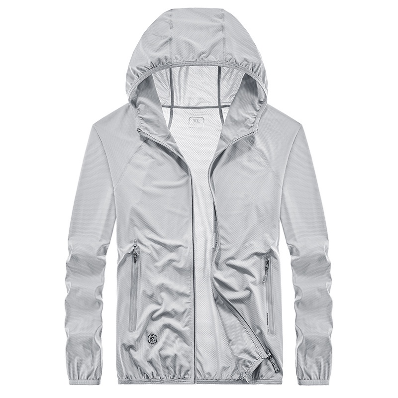 [M-4XL] Uniqlo UPF 50+ UV ป้องกันแสงแดดเสื้อผ้าผู้ชายซิปขึ้นมีฮู้ดแขนยาวตกปลาวิ่งเดินป่ากลางแจ้ง ...