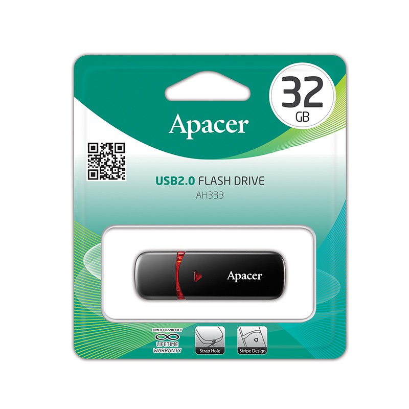Apacer แฟลชไดร์ฟ AH333 USB 2.0 Flash Drive (Black) | Shopee Thailand