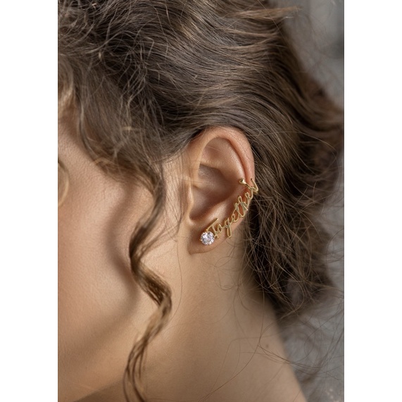 Pavone Jewelry ต่างหูฝังเพชร CZ💎ตามด้วยชื่อเงินแท้ ต่างหูตัวอักษรชื่อ ...