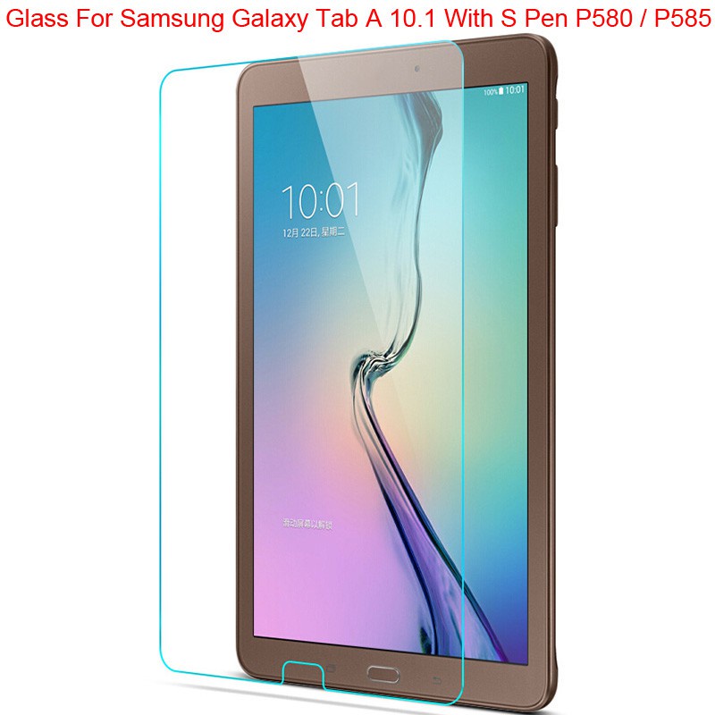 For Samsung Galaxy tab A A6 10.1 With S Pen SM-P580 P585 P585Y Tempered Glass Screen Protector ...