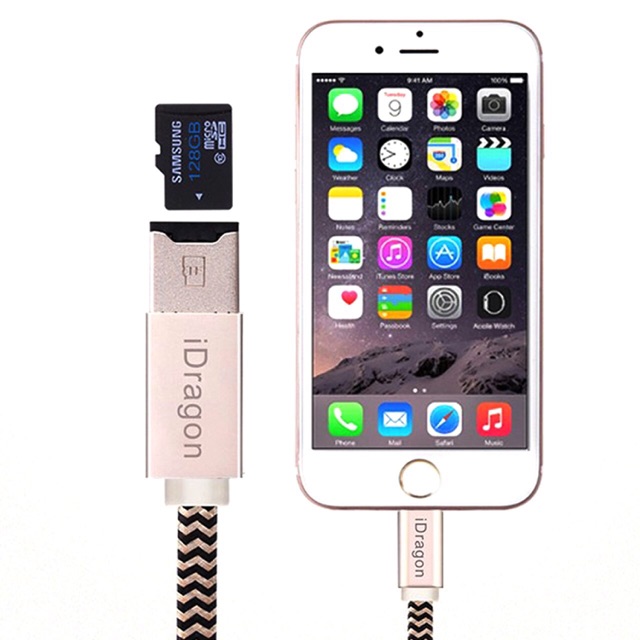 สายชาร์จ idragon แบบสายถัก+ TF M Icro SD card reader writer | Shopee ...