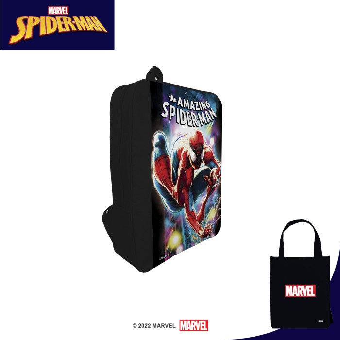 กระเป๋าเป้สะพายหลัง กระเป๋าใส่แล็ปท็อป ทรงสี่เหลี่ยมผืนผ้า ลาย Marvel ...