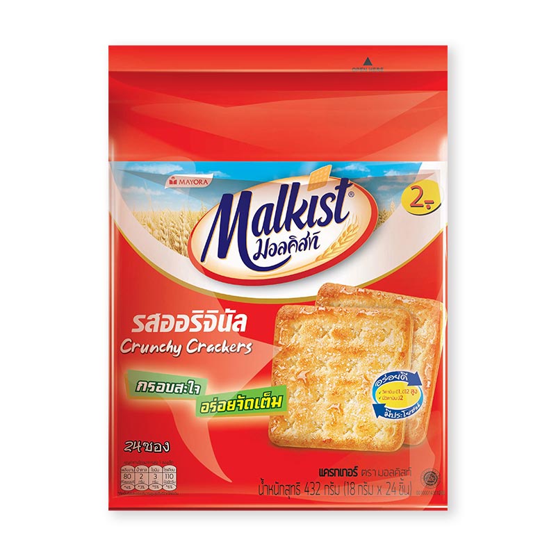 Malkist Crunchy Crackers Original 18g.×24pcs. มอลคิสท์ แครกเกอร์ รสออริ ...