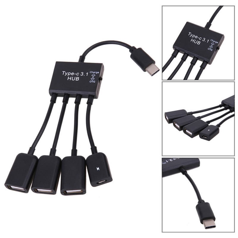 สายแปลง Type c usb OTG 4 in 1 hub แบบมีไฟเลี้ยงด้วย Type C OTG Hub ...