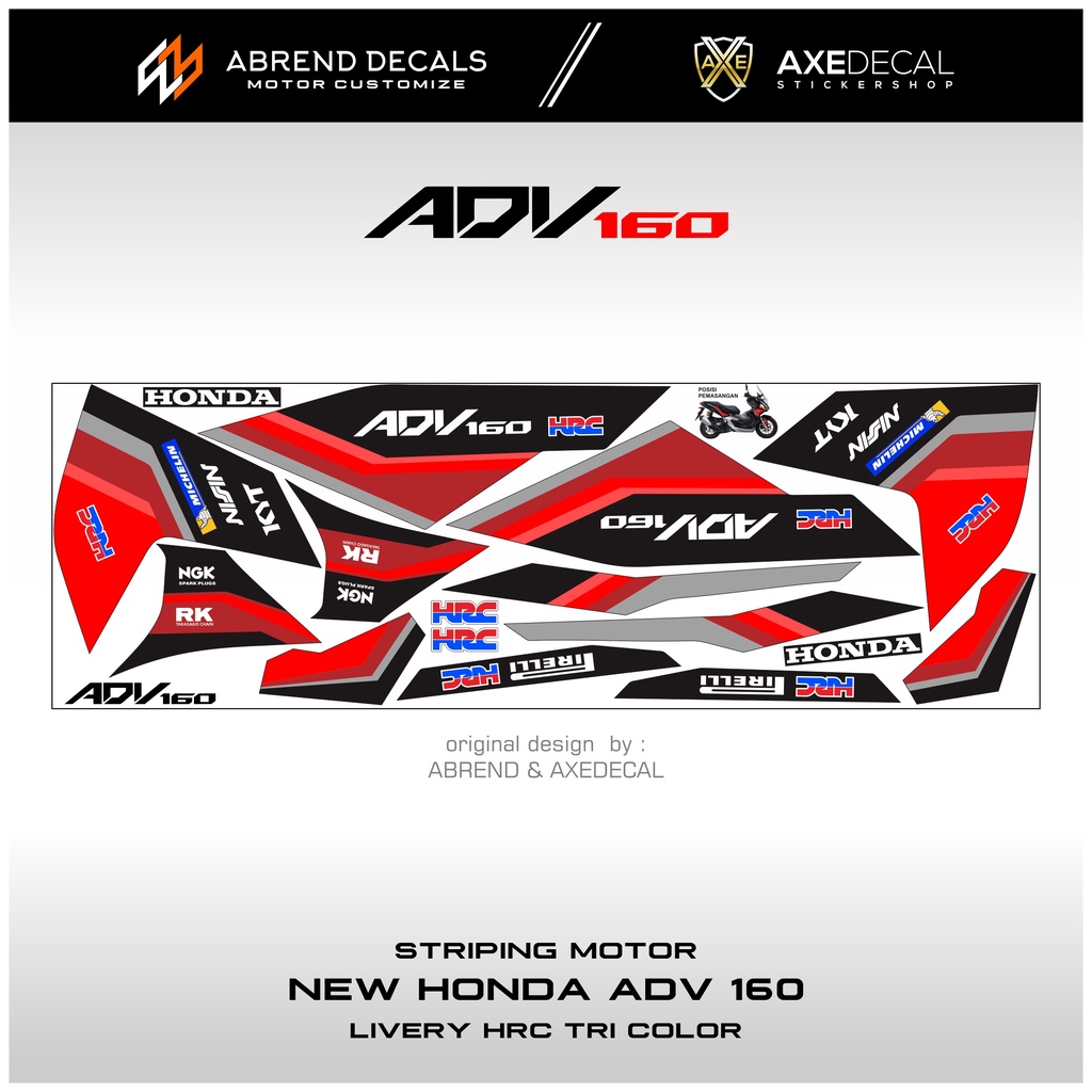 Striping Honda ADV 160 ใหม่ Livery Hrc Racing/สติกเกอร์รถจักรยานยนต์ ...