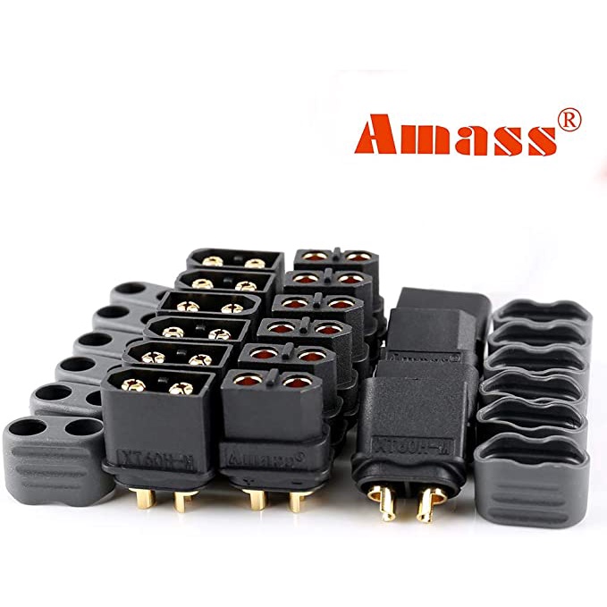 Amass XT60 XT60H ปลั๊กเชื่อมต่อกระสุน สีดํา XT60 ตัวเมีย และตัวผู้ ชุบ ...