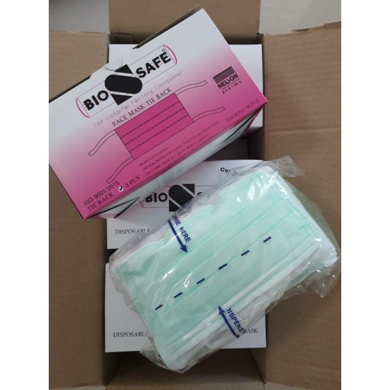 Mask Biosafe หน้ากากอนามัย 3 ชั้น แบบสายผูก | Shopee Thailand