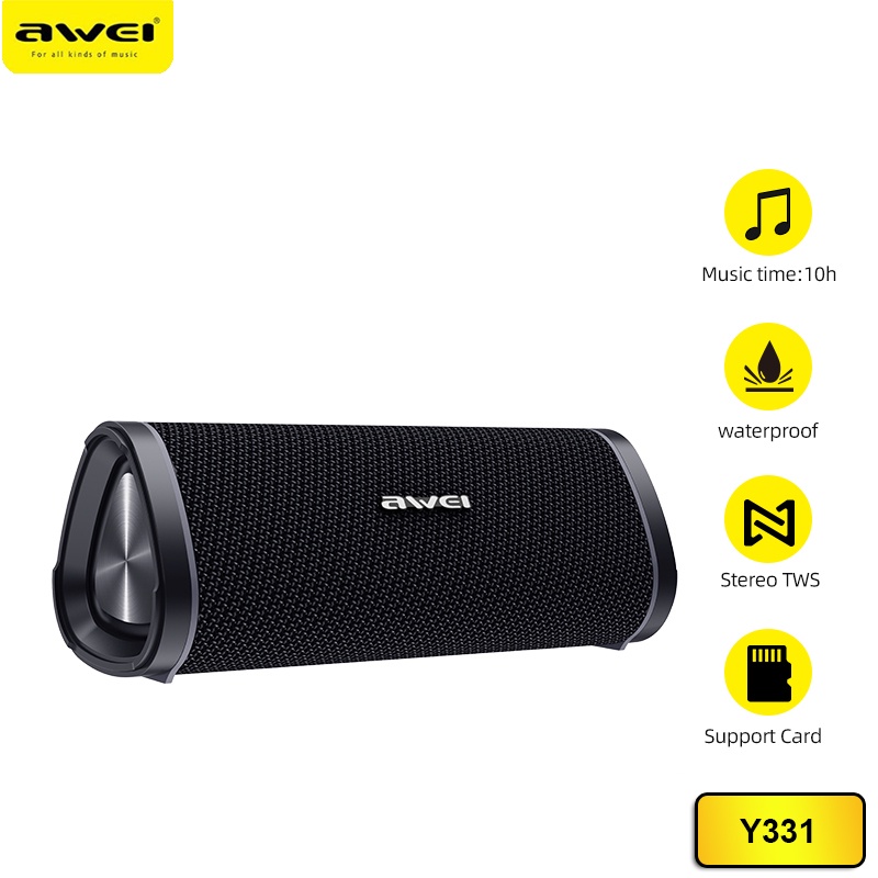Awei Y331 ลําโพงสเตอริโอบลูทูธไร้สาย Super Bass รองรับ TF Card 2000mAh ...