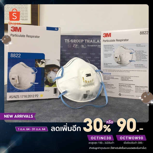 (1ชิ้น) 3M 8822 หน้ากากป้องกันฝุ่น และสารเคมี ชนิดมี วาล์ว รับประกันของ ...