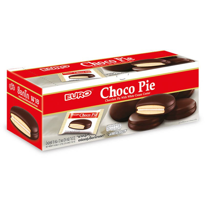 EURO Choco Pie ยูโร่ ช็อกโก พาย ขนาด 17 กรัม บรรจุ 12 ซอง | Shopee Thailand