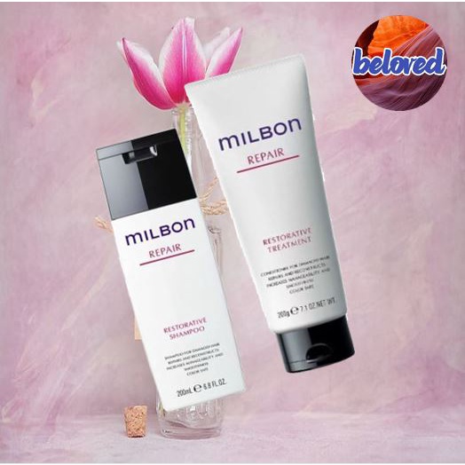 Milbon Repair Restorative Shampoo/Treatment 200/500 ml แชมพู และครีมนวดผม สำหรับผมแห้งเสีย ...