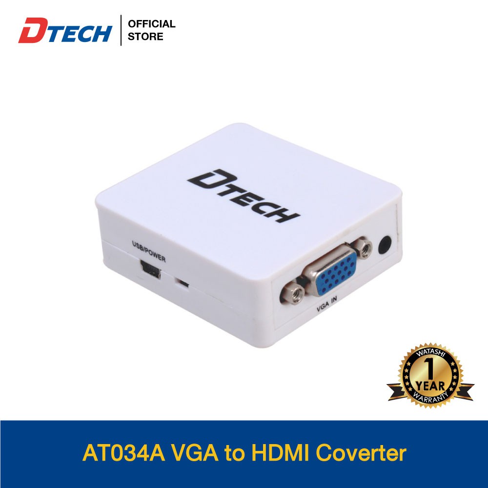 Dtech รุ่น AT034A VGA to HDMI Converter ตัวแปลงสัญญาณ VGA เป็น HDMI ...