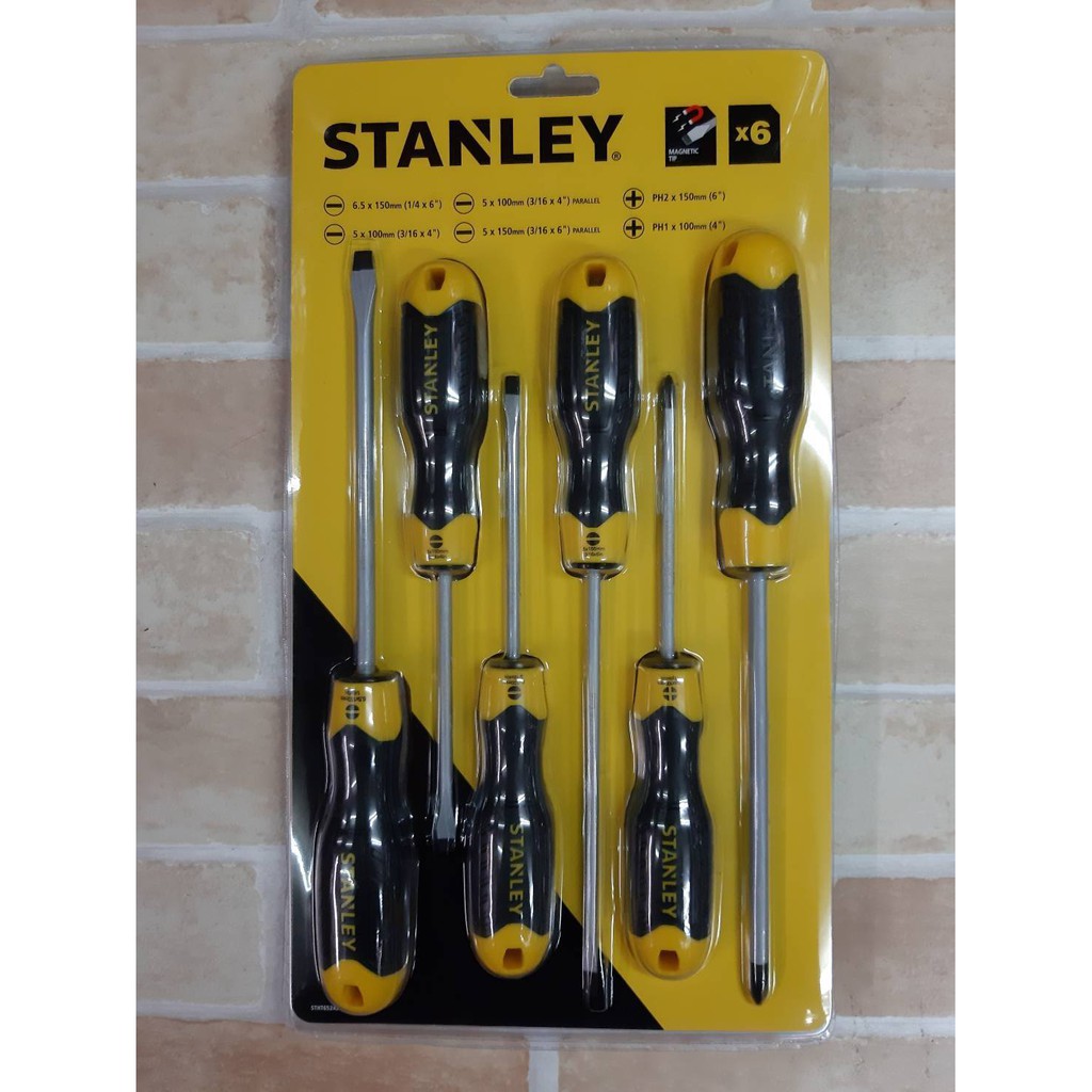 STANLEY ไขควงชุด 65-242 ปากแบน ปากแฉก 6 ตัว สีเหลือง | Shopee Thailand