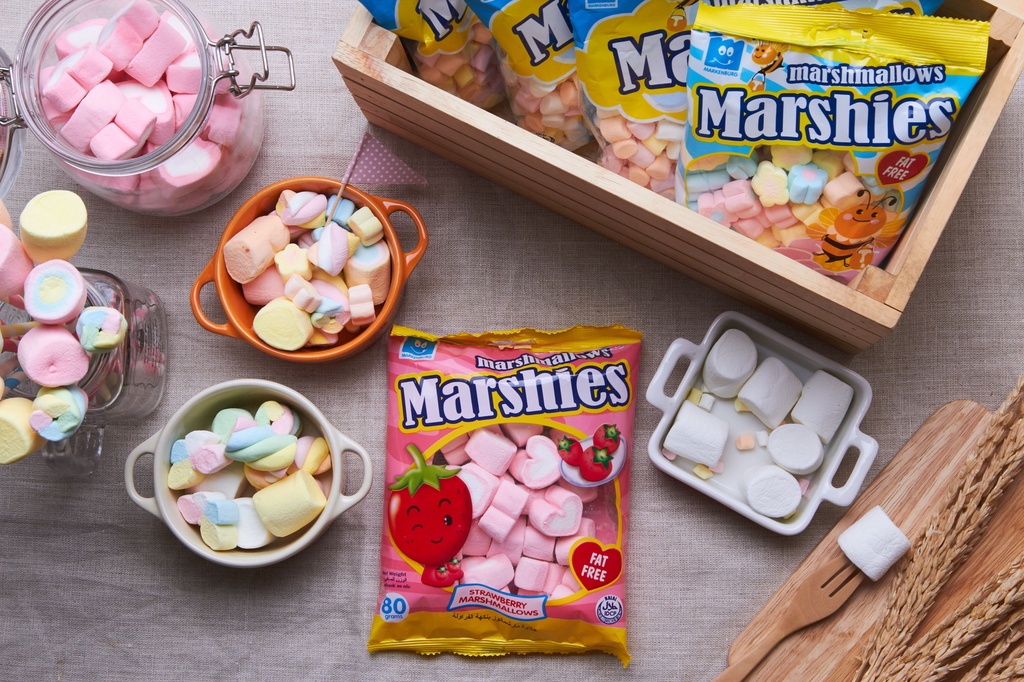 [ขายดี รวมสีและรูปทรง] Marshies มาร์ชี่ส์ มาชเมลโล่ ขนาด 80 กรัม แพ็ค 2 ...