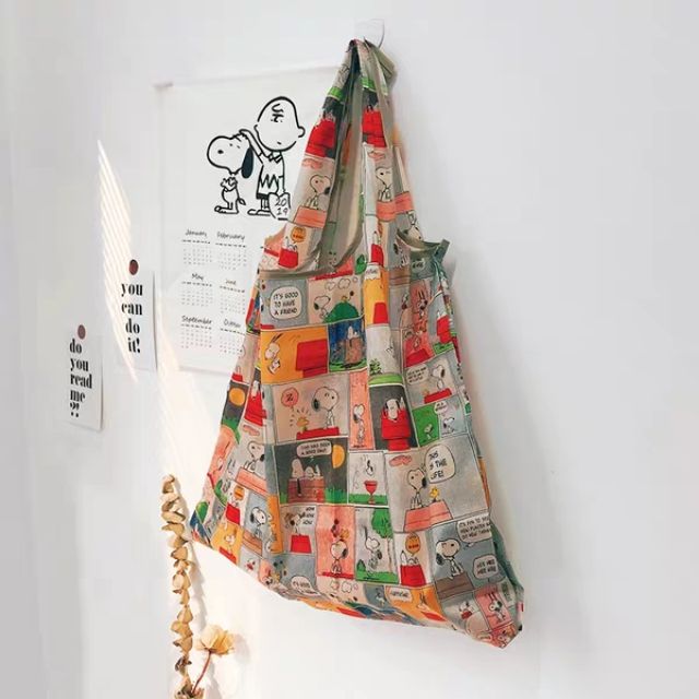 ถุงผ้าลดโลกร้อนพับเก็บได้ในตัว Snoopy, Sanrio. (เลื่อนดูลายรูปสุดท้าย ...