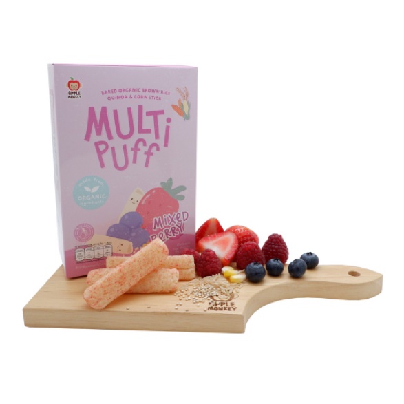 ขนมเด็ก Apple Monkey Organic Rice Cracker / Multi puff/ Yogurt Rice ...