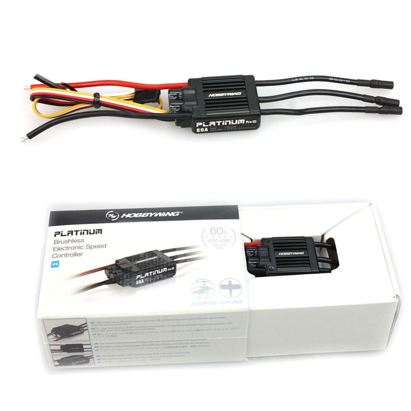 Hobbywing Platinum PRO V4 60A ESC (3S-6S) ของแท้ สําหรับเฮลิคอปเตอร์คลาส 450-480 (ใบพัด: 325-360 ...