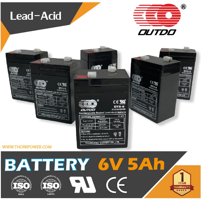 outdo Battery แบตเตอรี่แห้ง 6V5Ah - เเบตเตอรีแบตเตอรี่สำรองไฟ UPS ไฟ ...