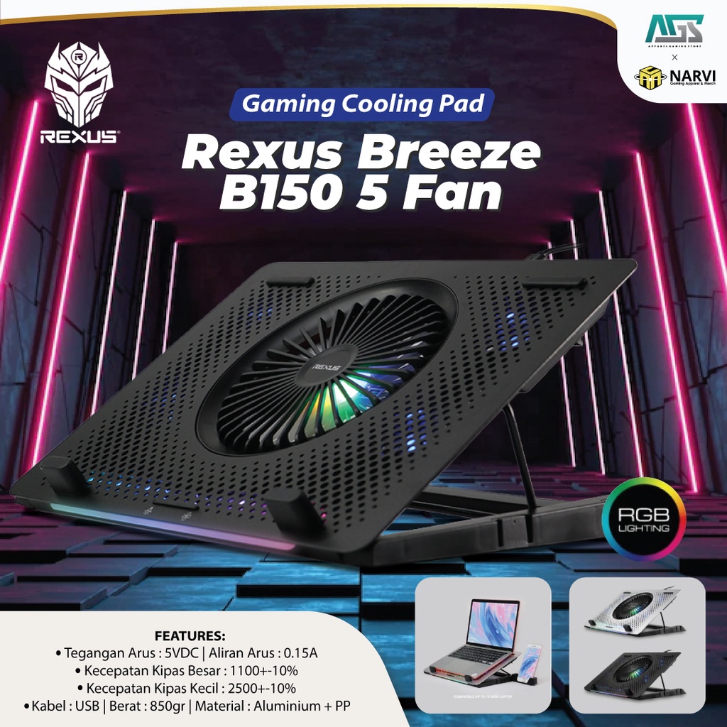 Rexus Breeze B150 พัดลม 5 ตัว - แผ่นเกมมิ่ง | Shopee Thailand