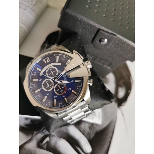 นาฬิกาDiesel Mega Chief DZ4417 Blue Chronograph Dial Stainless Steel ...
