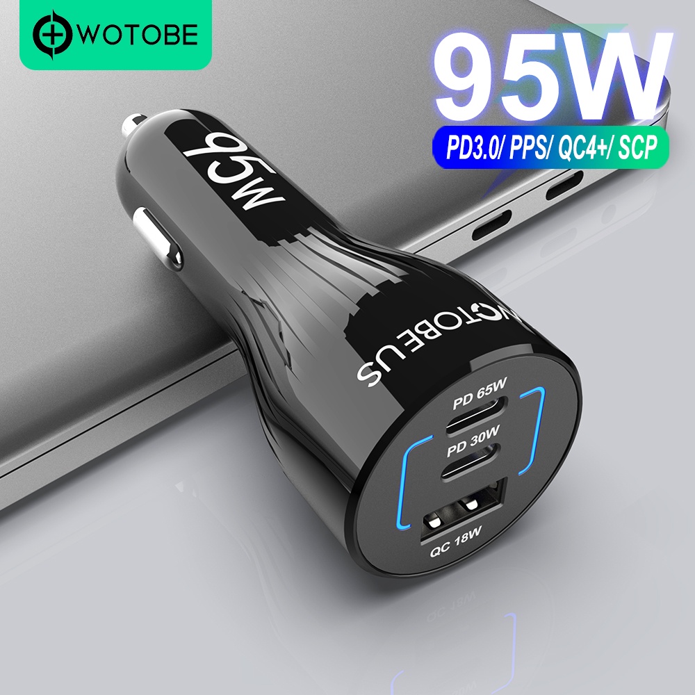 95W 3-port USB C Car Charger,Super fast charging 2.0 PPS PD 65W/45W/30W/20W QC4 18W for xiaomi ...