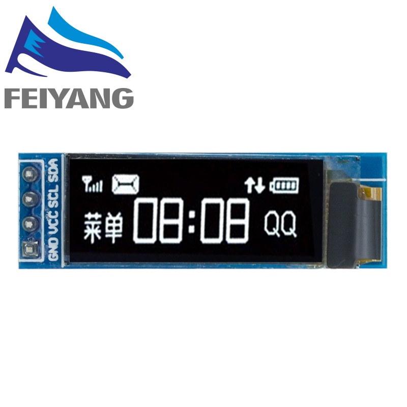 โมดูลจอแสดงผล LED 0.91 นิ้ว 128x32 I2C IIC OLED LCD สีขาว สีฟ้า สําหรับ Arduino Raspberry Pi 3b ...
