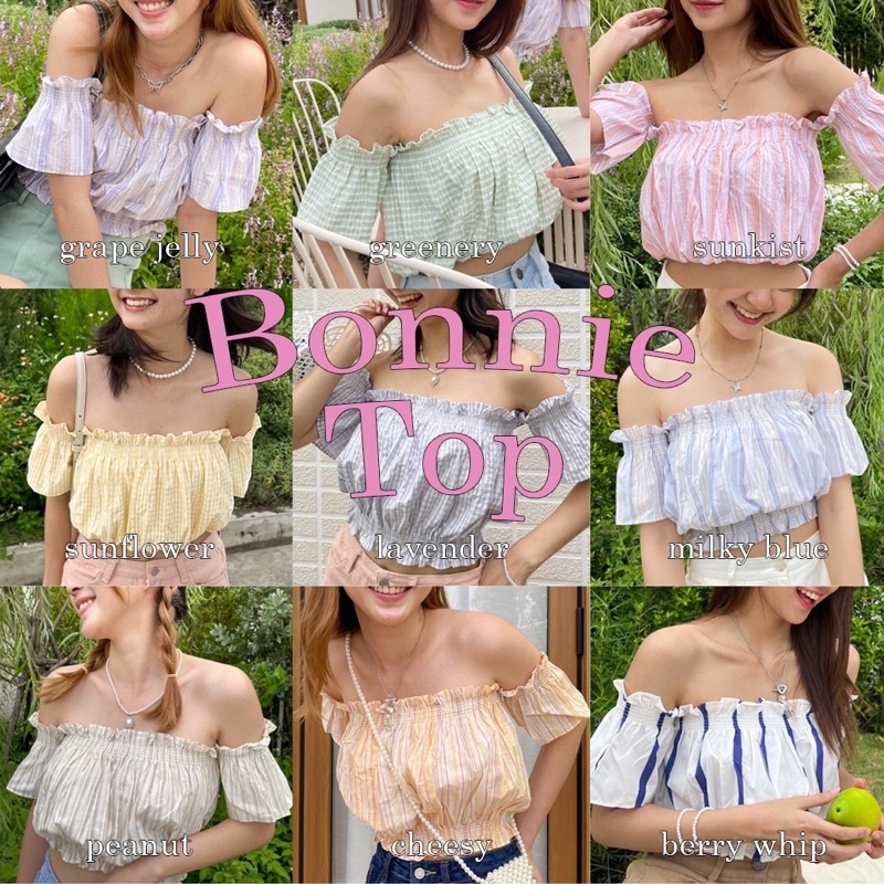 Choosedress A4628 Bonnie top เสื้อสม๊อคปาดไหล่ | Shopee Thailand