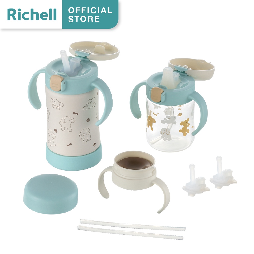 Richell(ริเชล) TLI Mugs Premium !! ชุดเซ็ตแก้วพลาสติก + สแตนเลส ฝา3สเต็ปรุ่นTLI | Shopee Thailand