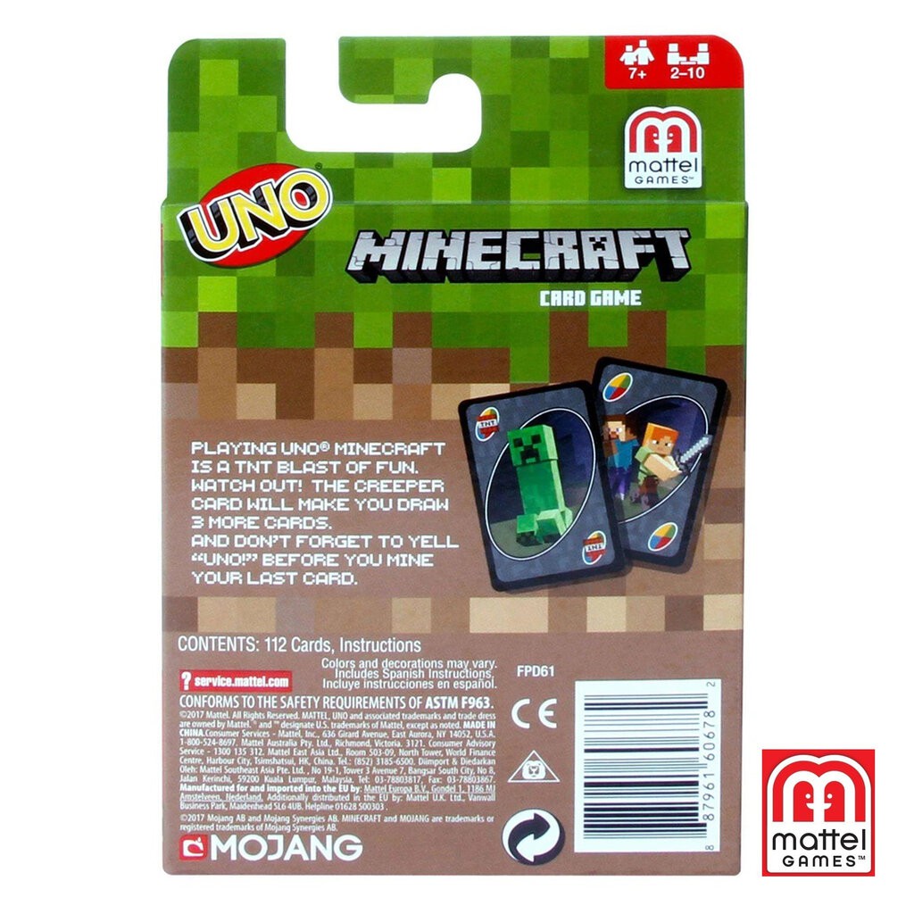Game Card UNO Minecraft Mattel Card Game Mojang Box ไพ่อูโน่มายคราฟของ ...